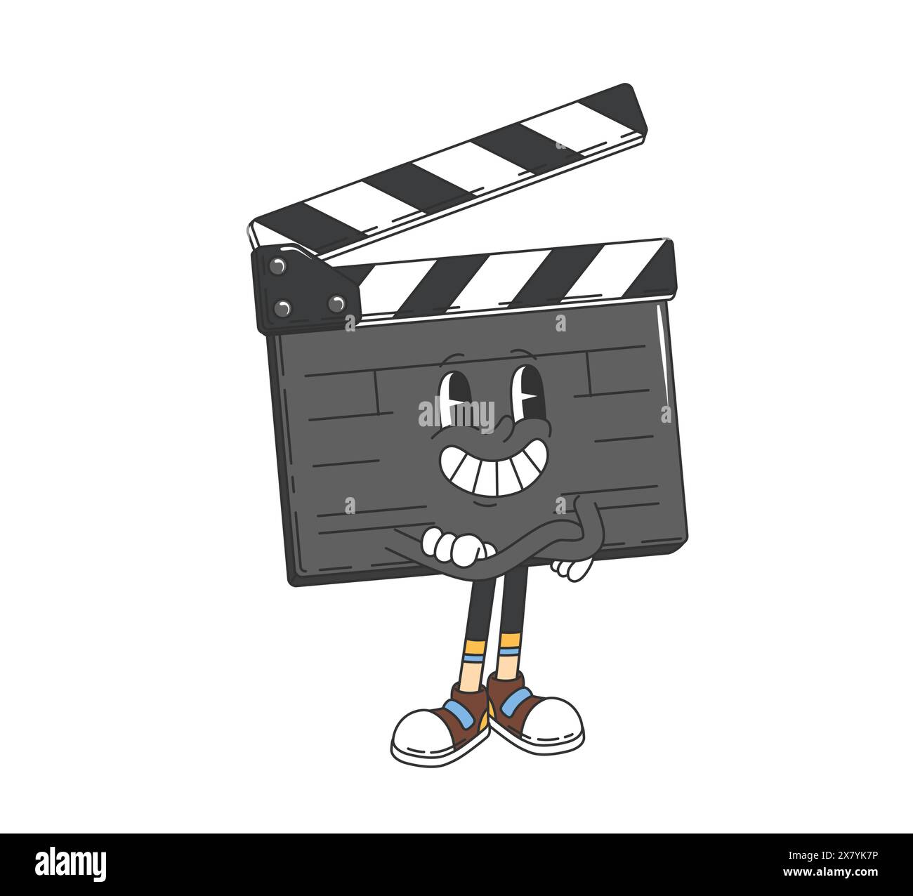 Groovy movie clapperboard character. Isolated cartoon vector ...