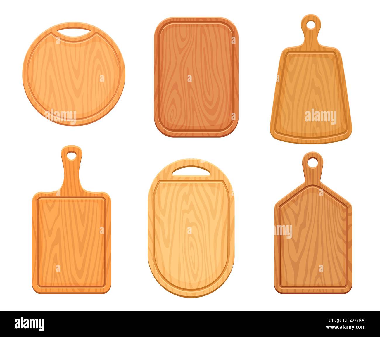 Wooden kitchen chopping boards. Vector set of cutting boards of ...