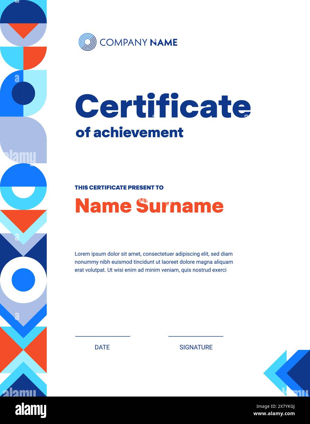 Abstract modern geometric certificate template. Vector diploma or ...