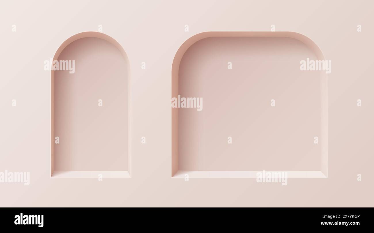 3D wall arch niches or gallery display frames and showcase boxes ...