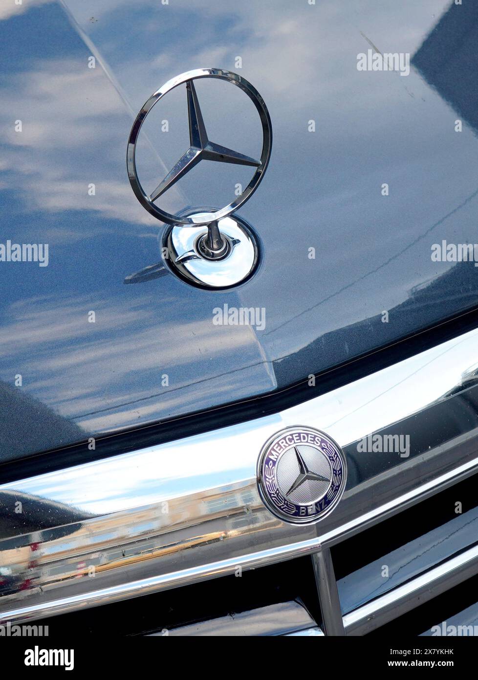 Bucharest, Romania - May 13, 2024: Mercedes Benz logo and sign on car ...