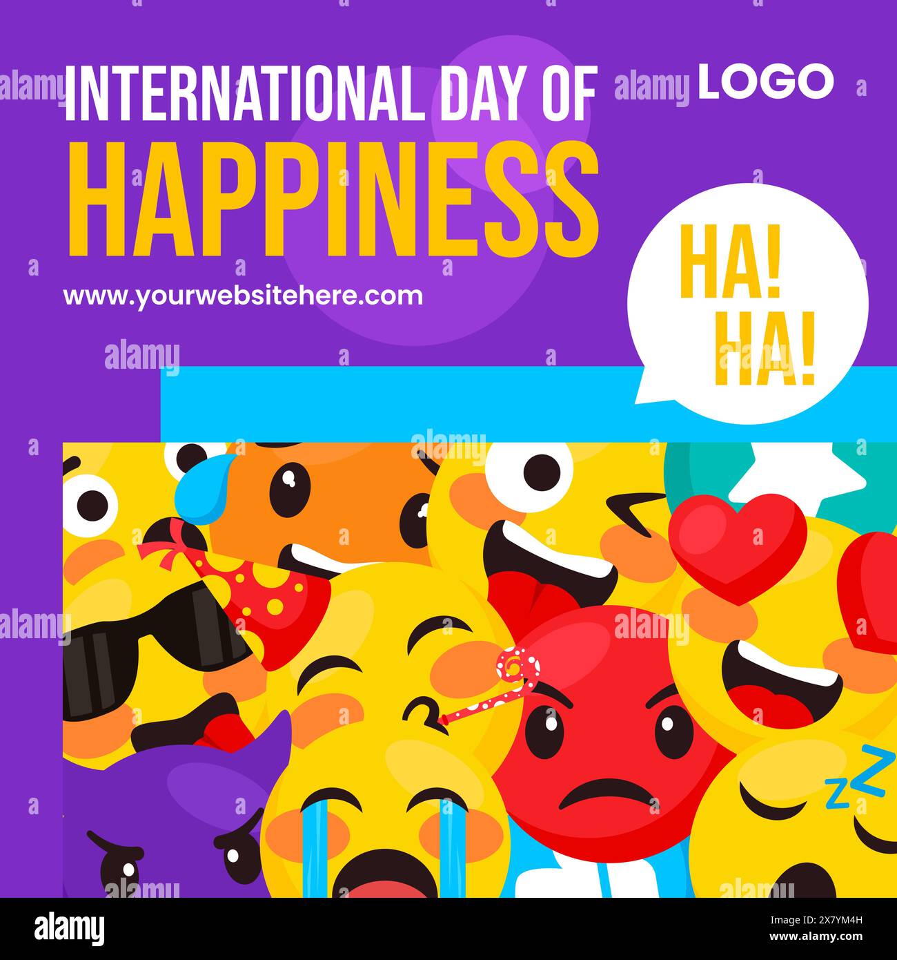 Happiness Day Social Media Illustration Flat Cartoon Hand Drawn ...