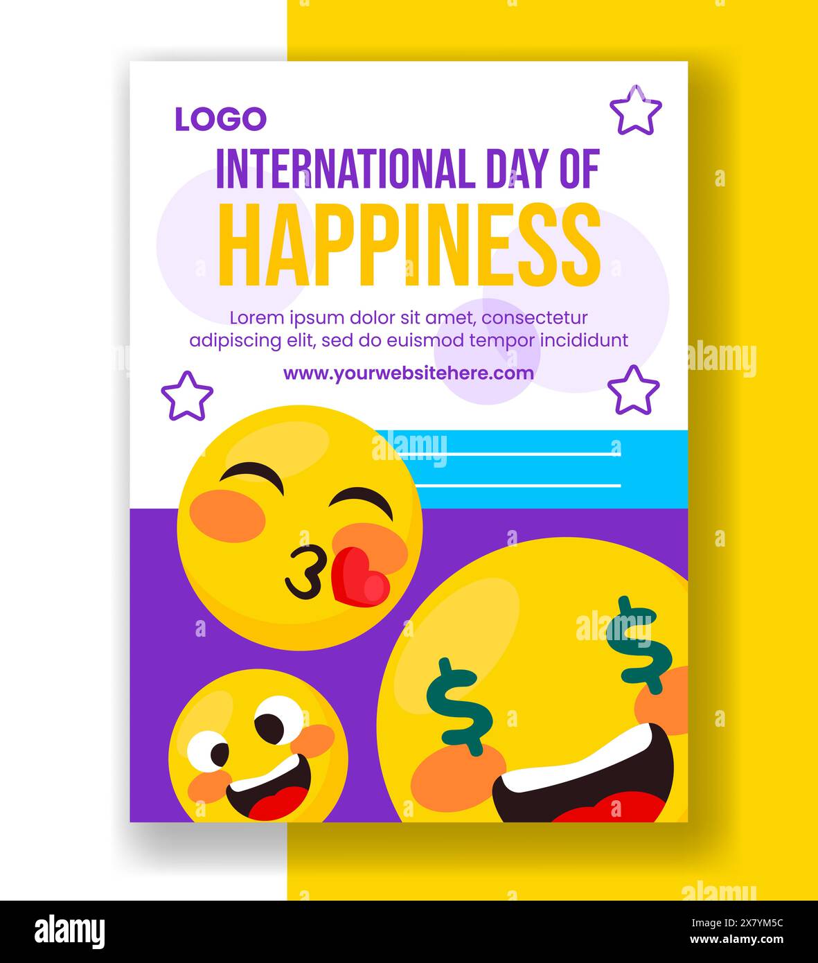 Happiness Day Vertical Poster Flat Cartoon Hand Drawn Templates ...