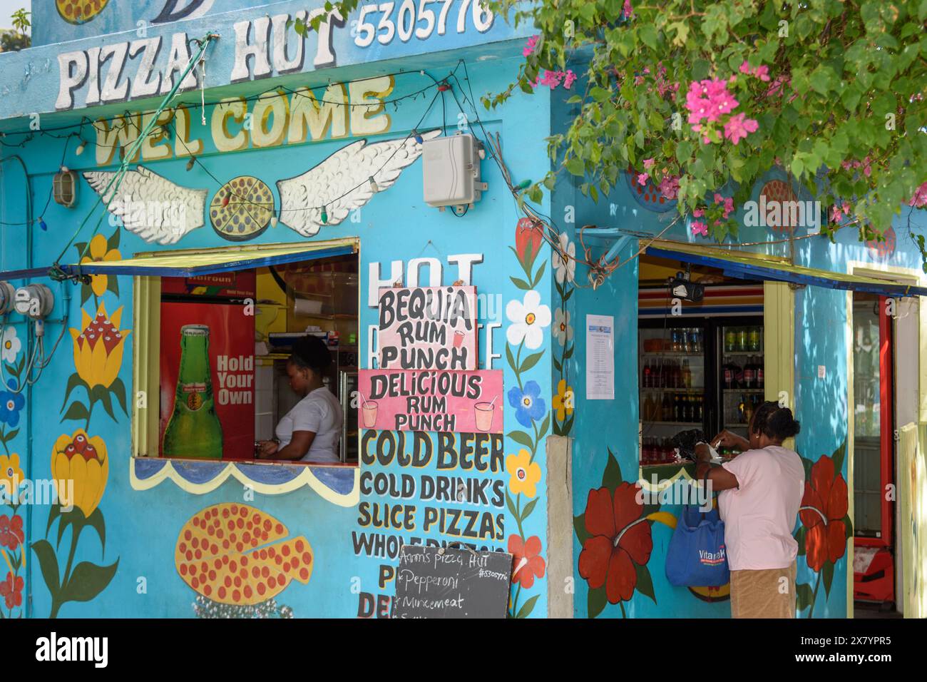 Pizza Hut pizza stall in Port Elizabeth, Bequia Island, St Vincent ...