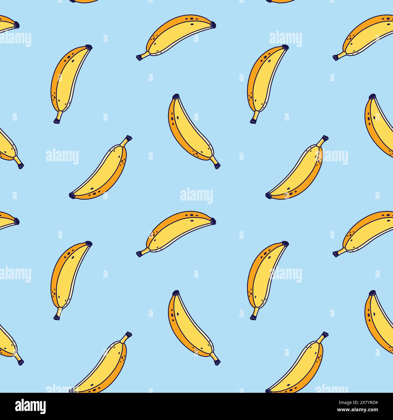Cute yellow Banana seamless pattern light blue background in cartoon ...