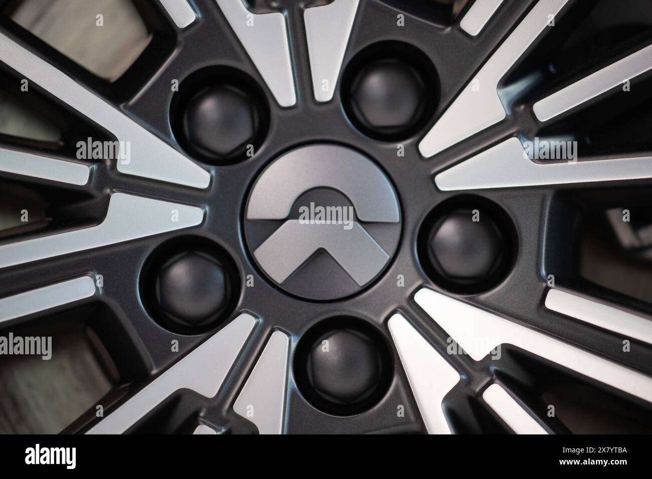 21 May 2024, Berlin: The logo of the car manufacturer Nio can be seen ...