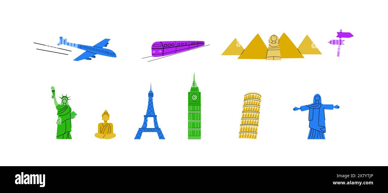 Travel destinations Europe, Asia and America famous and trip summer ...