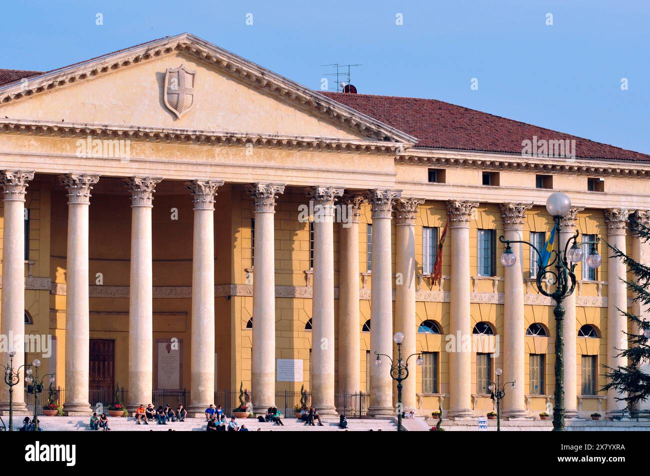 Italy, Veneto, Verona, Bra Square, Palazzo Barbieri Palace, now Town ...