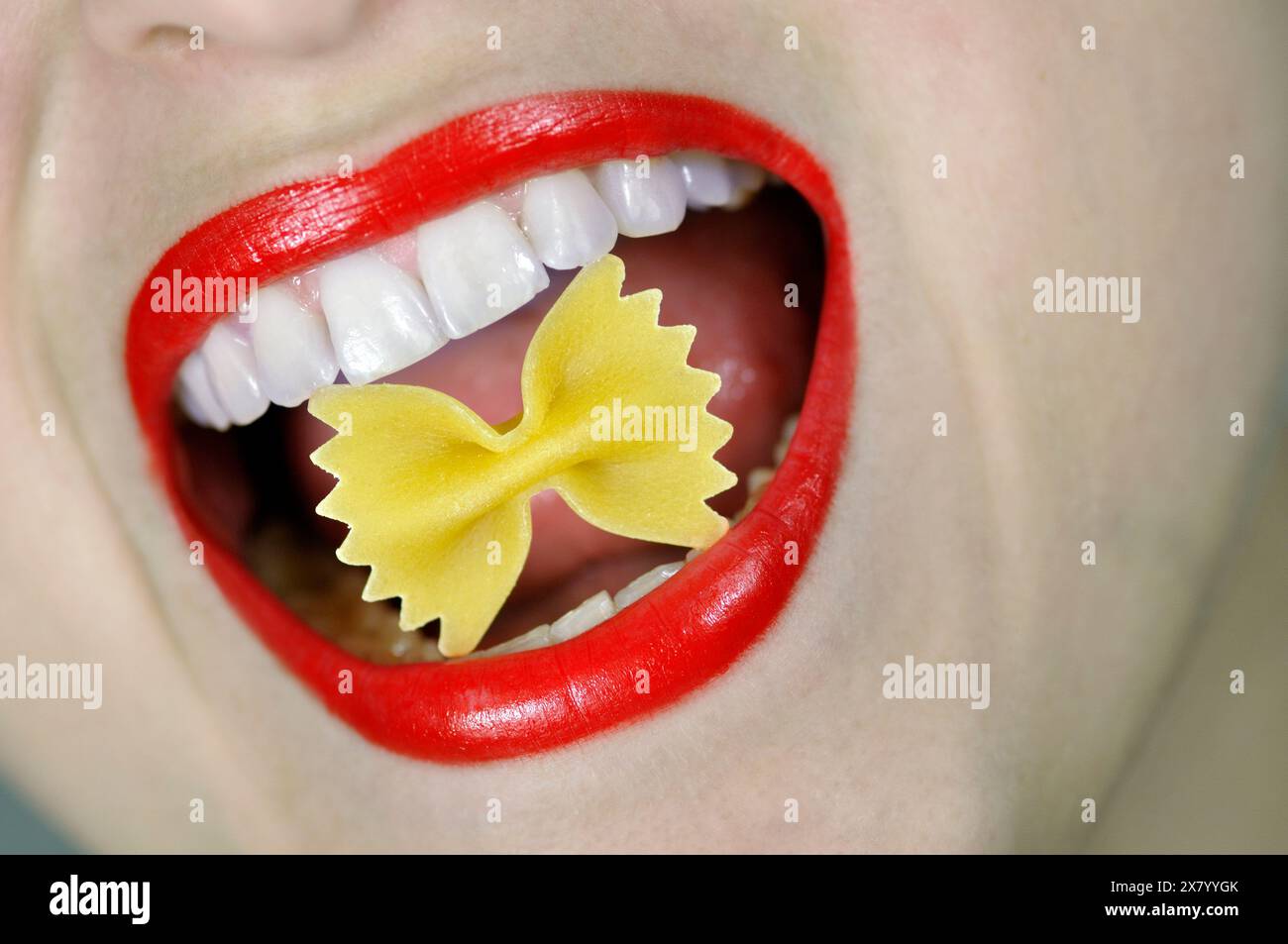 Woman Eating Pasta Stock Photo - Alamy