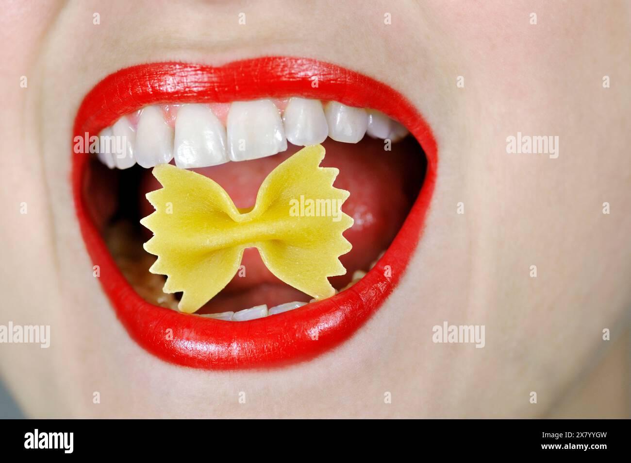 Woman Eating Pasta Stock Photo - Alamy