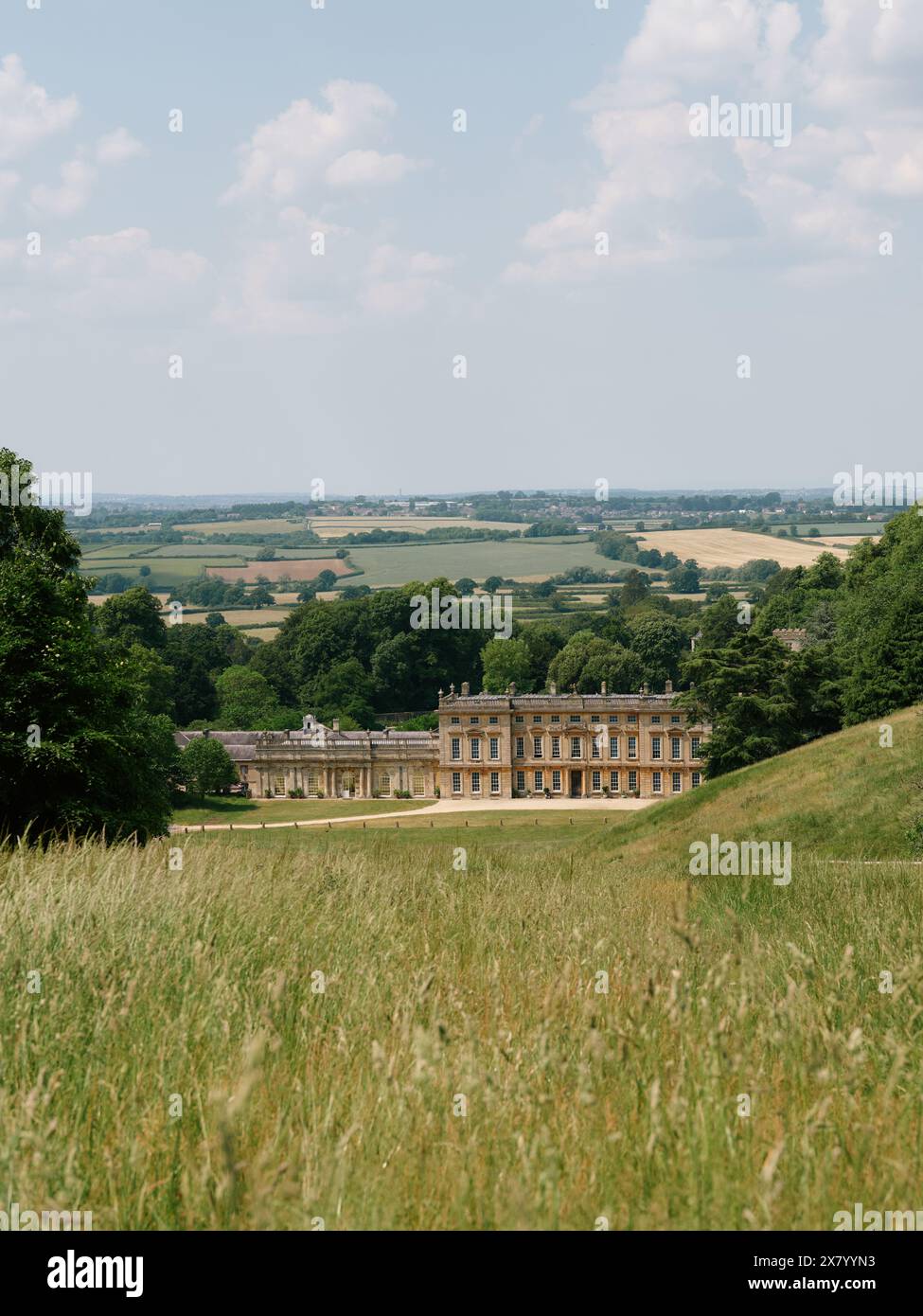A beautiful summer day at Dyrham Park baroque English country house in ...