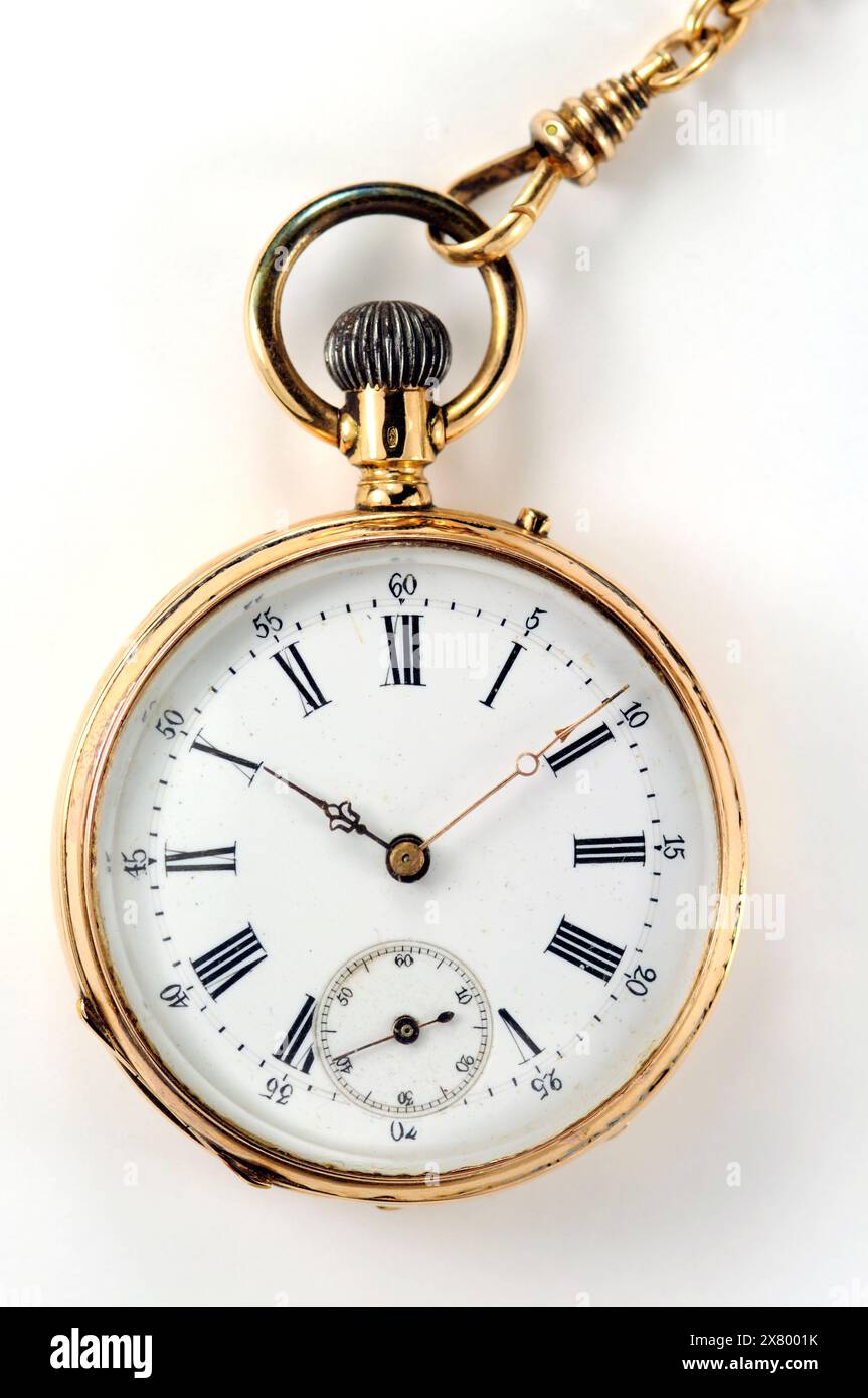 Antique Fob Watch on a Gold Chain Stock Photo - Alamy
