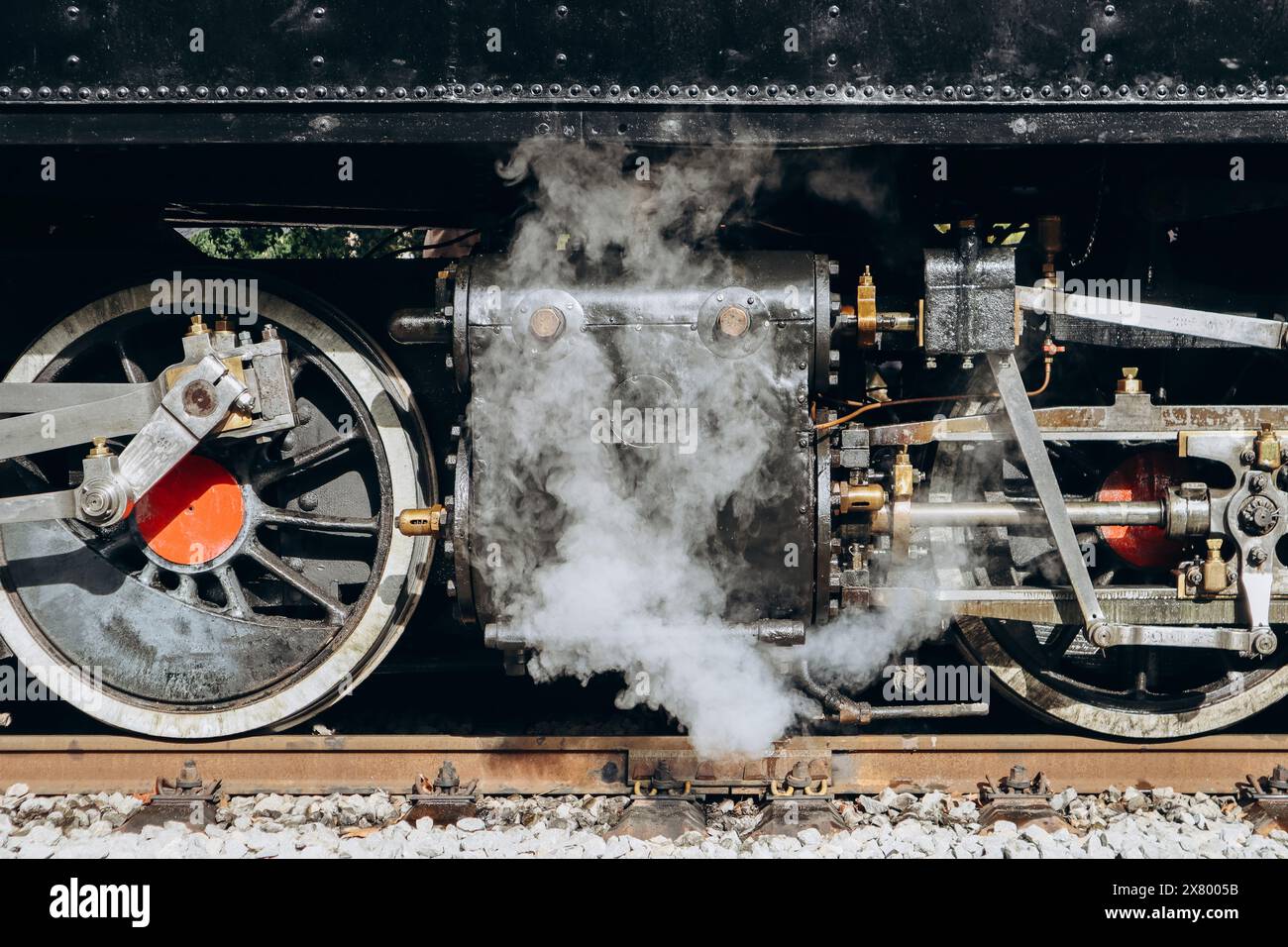 Close up of the 1920s vintage steam train in Provence, southern France ...