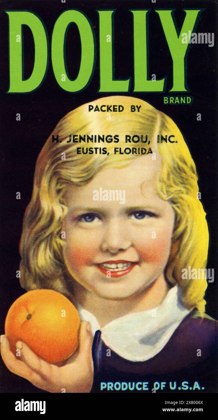 Dolly Brand Citrus Label (circa 1930-1950) anonymous artist Stock Photo ...