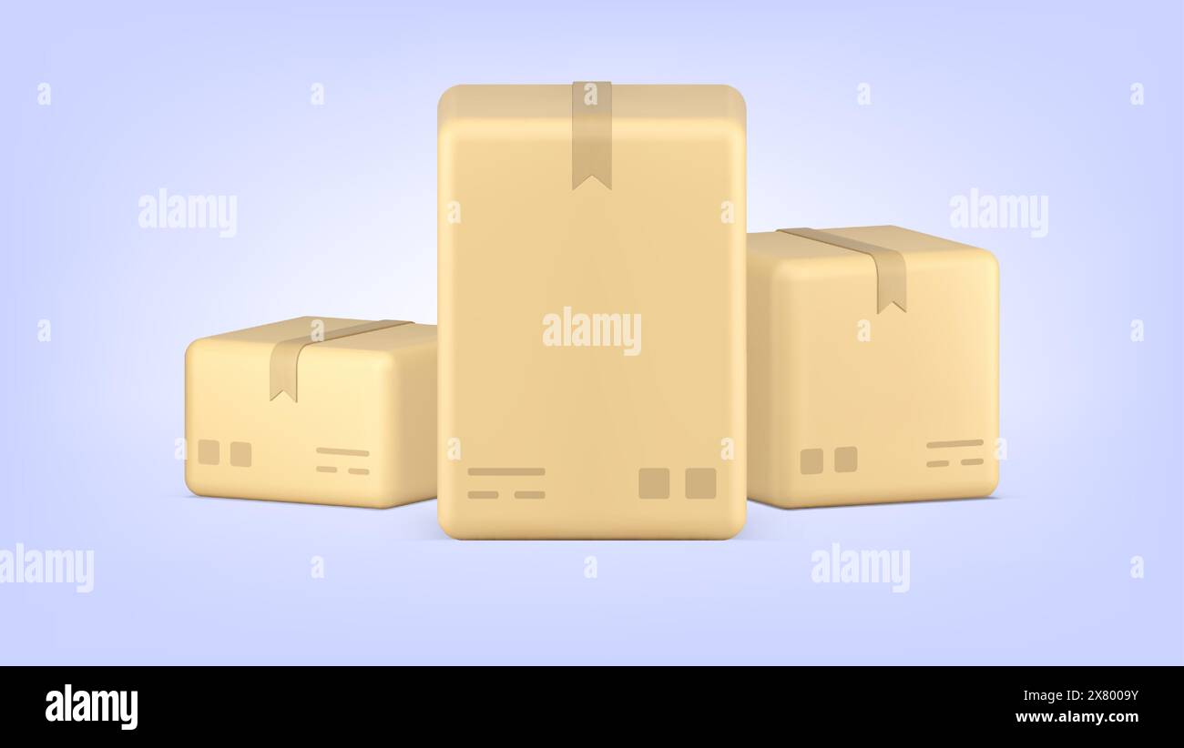 Logistic rectangular sealed cardboard boxes freight transportation and ...