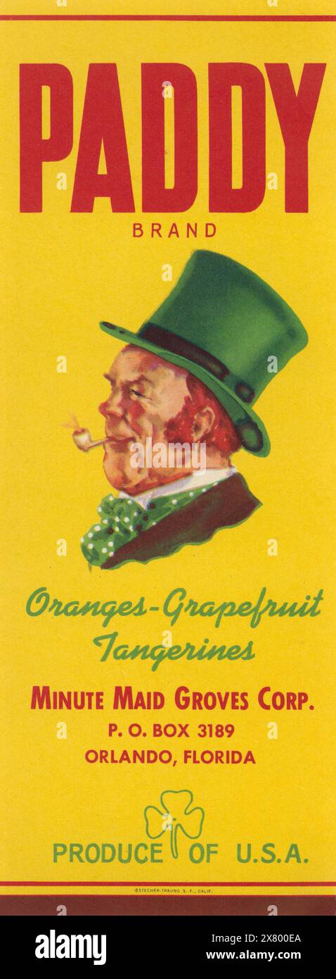 Paddy Brand Citrus Label (circa 1930-1950) anonymous artist Stock Photo ...