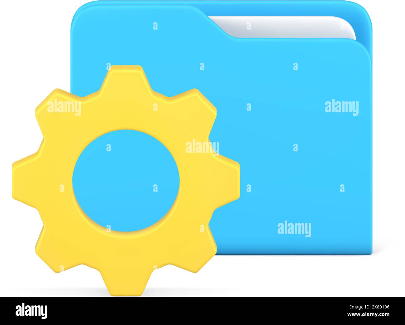 Document folder storage archive development gear cog mechanism realistic 3d icon vector ...