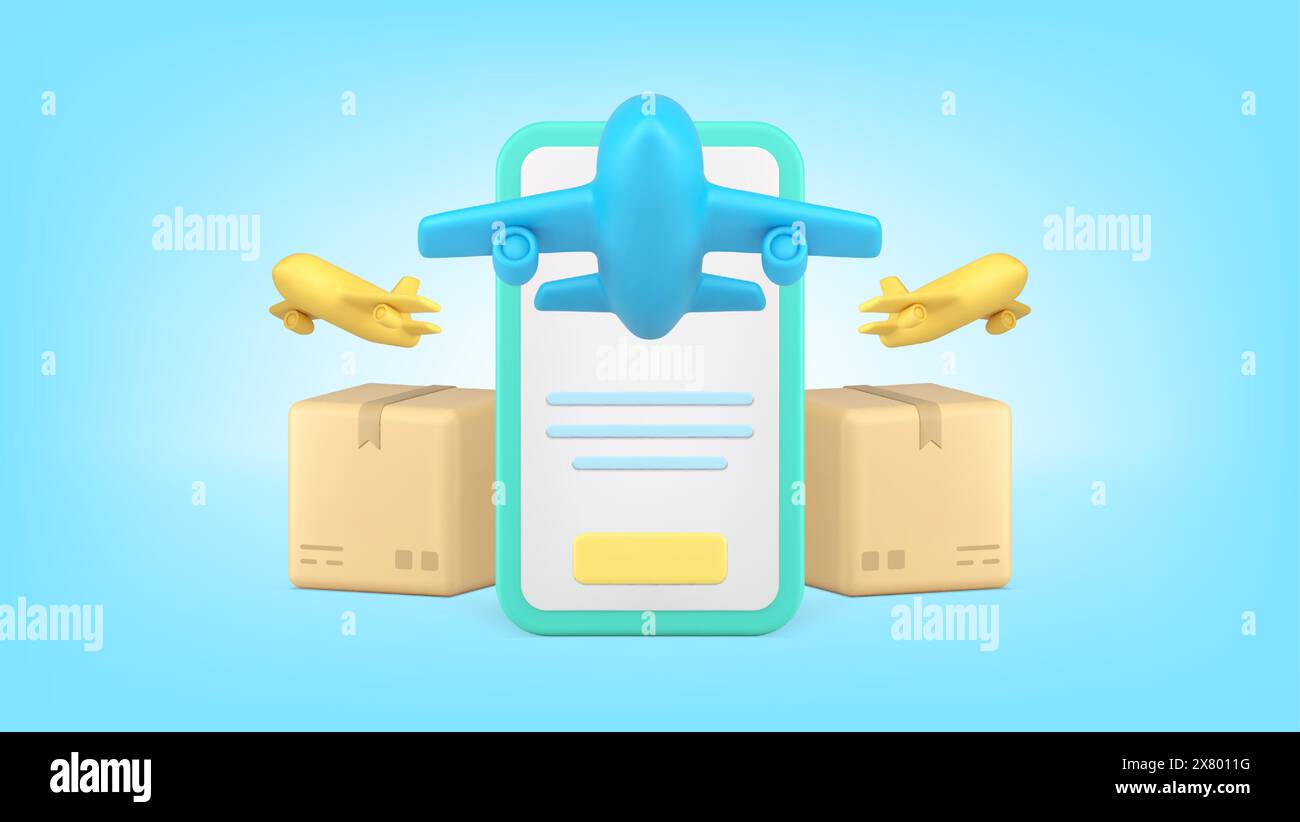 Airplane cargo delivery internet app smartphone GPS navigation service ...