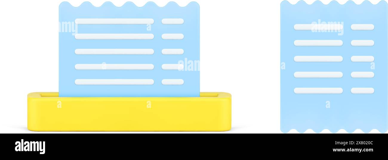 Set of paper bill from POS terminal after buying to purchase or invoice ...