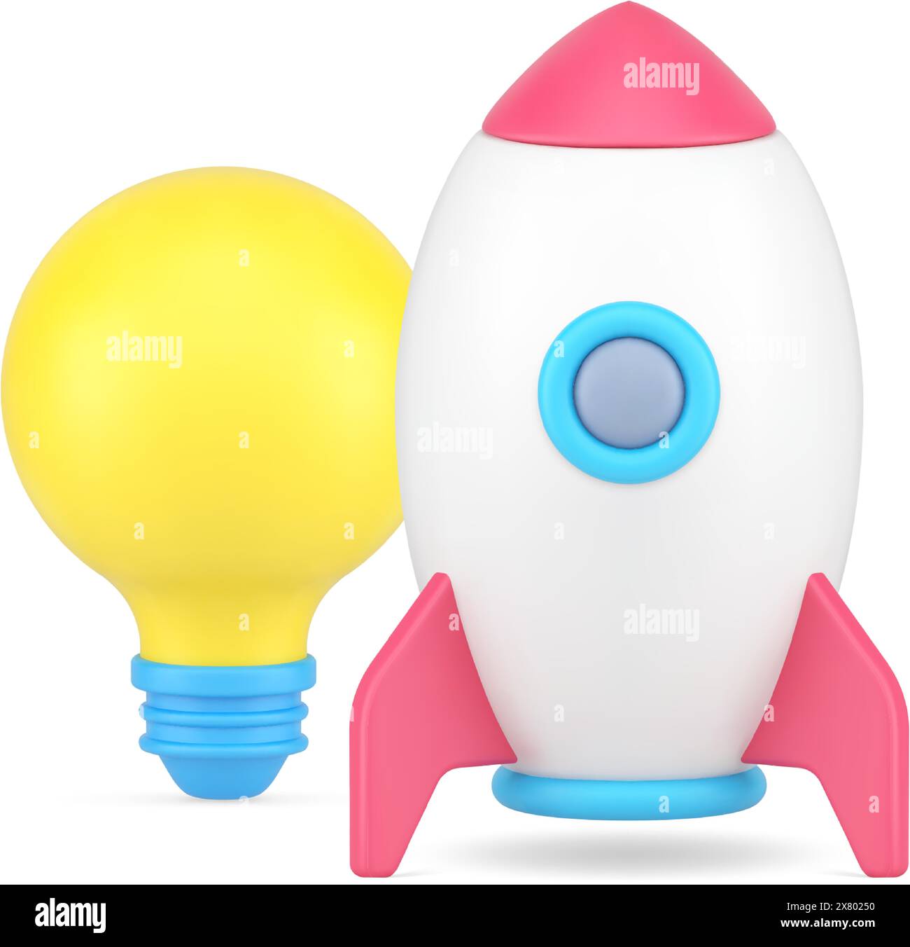 Startup business innovation idea launching spaceship illuminated light ...