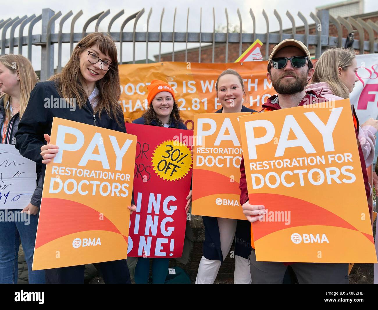 Junior doctors on the picket line outside the Royal Victoria Hospital ...