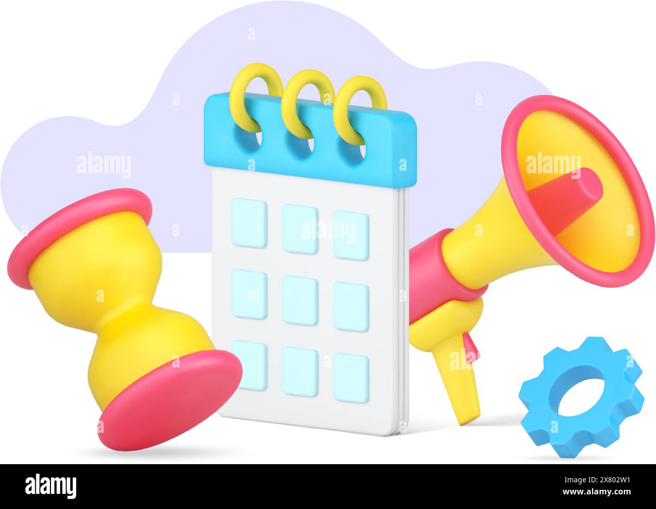 Important meeting, agenda, alert reminder with schedule, hourglasses ...