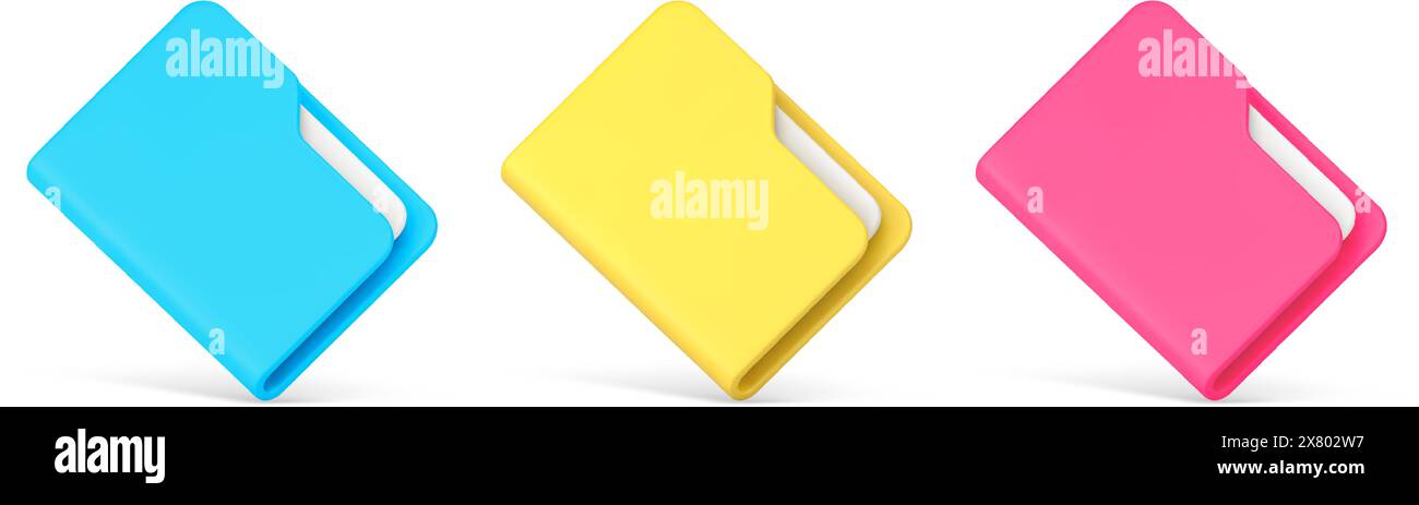 Bright isometric folders set for important information storage ...