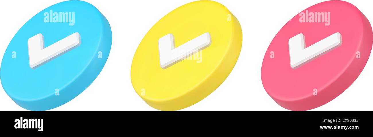 Collection isometric circled check mark badges user interface button ...