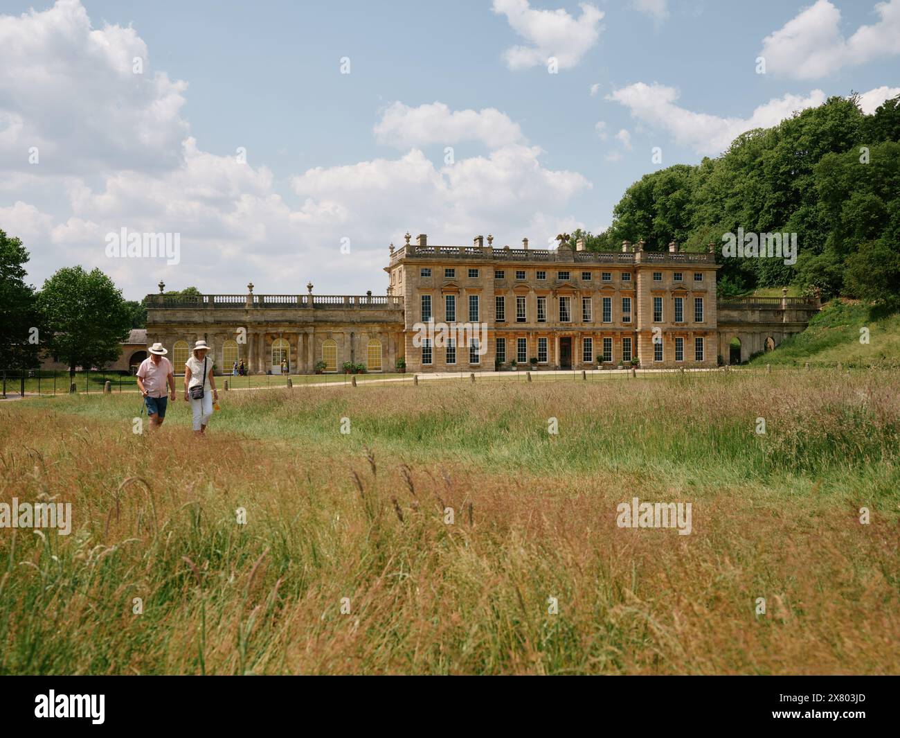 Visitors enjoying a beautiful summer day at Dyrham Park baroque English ...