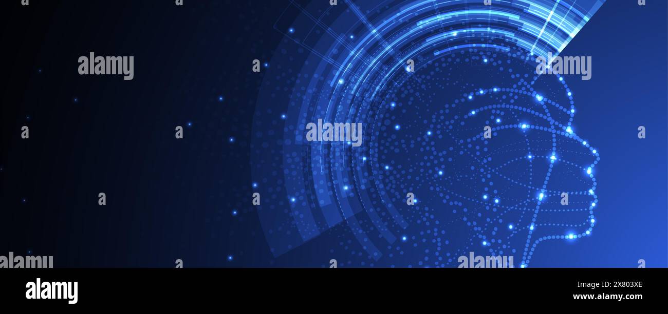 Abstract Artificial intelligence. Cloud computing. Machine learning. Technology web background ...