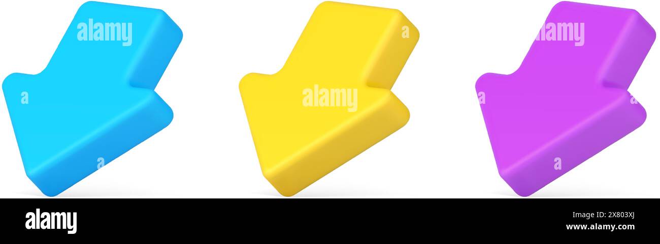 Collection bright isometric arrows pointing down 3d icon vector illustration. Set of ...