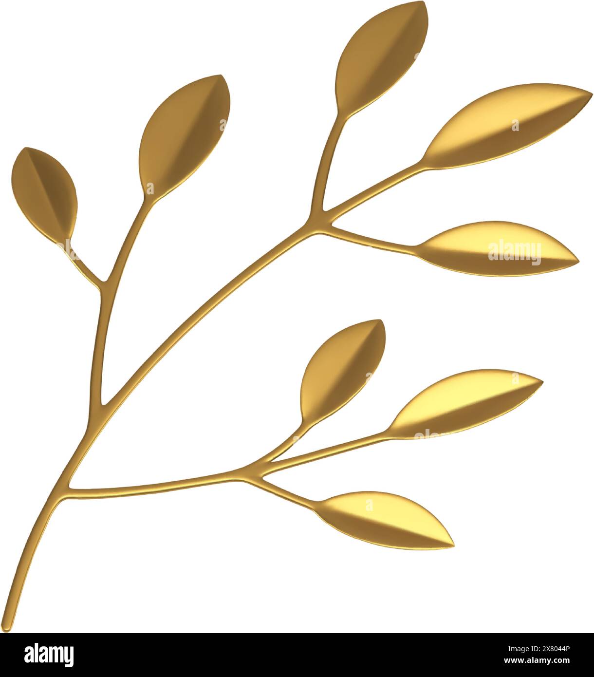 Golden tree branch with curved stem and leaves organic premium ...