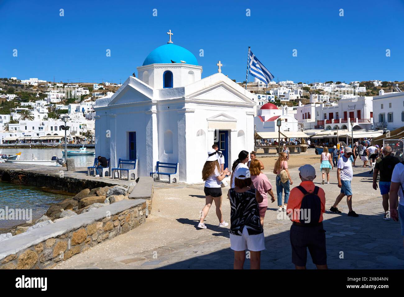 Mykonos, Greece - May 7, 2024: Symbolic photo of crowds of tourists on ...