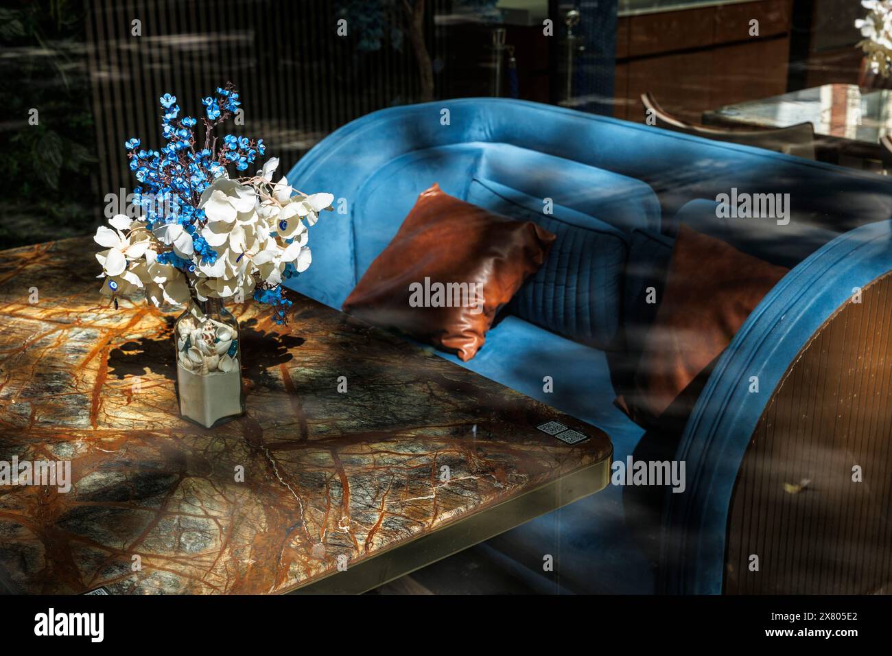 view through a window into the Bar Azure on Hohenzollernring, Cologne ...