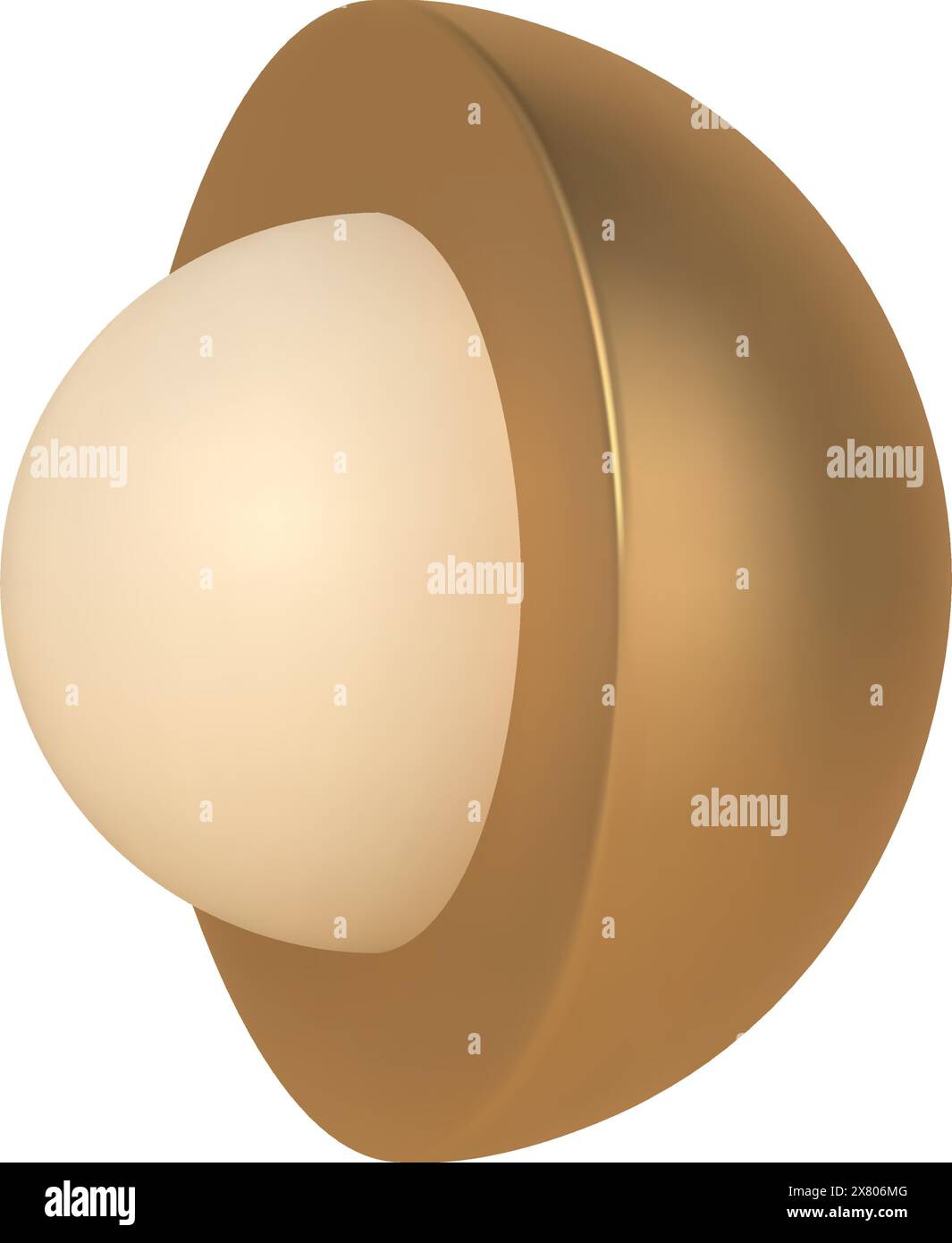 Golden hemisphere with 3d ball inside vector template. Abstract ...