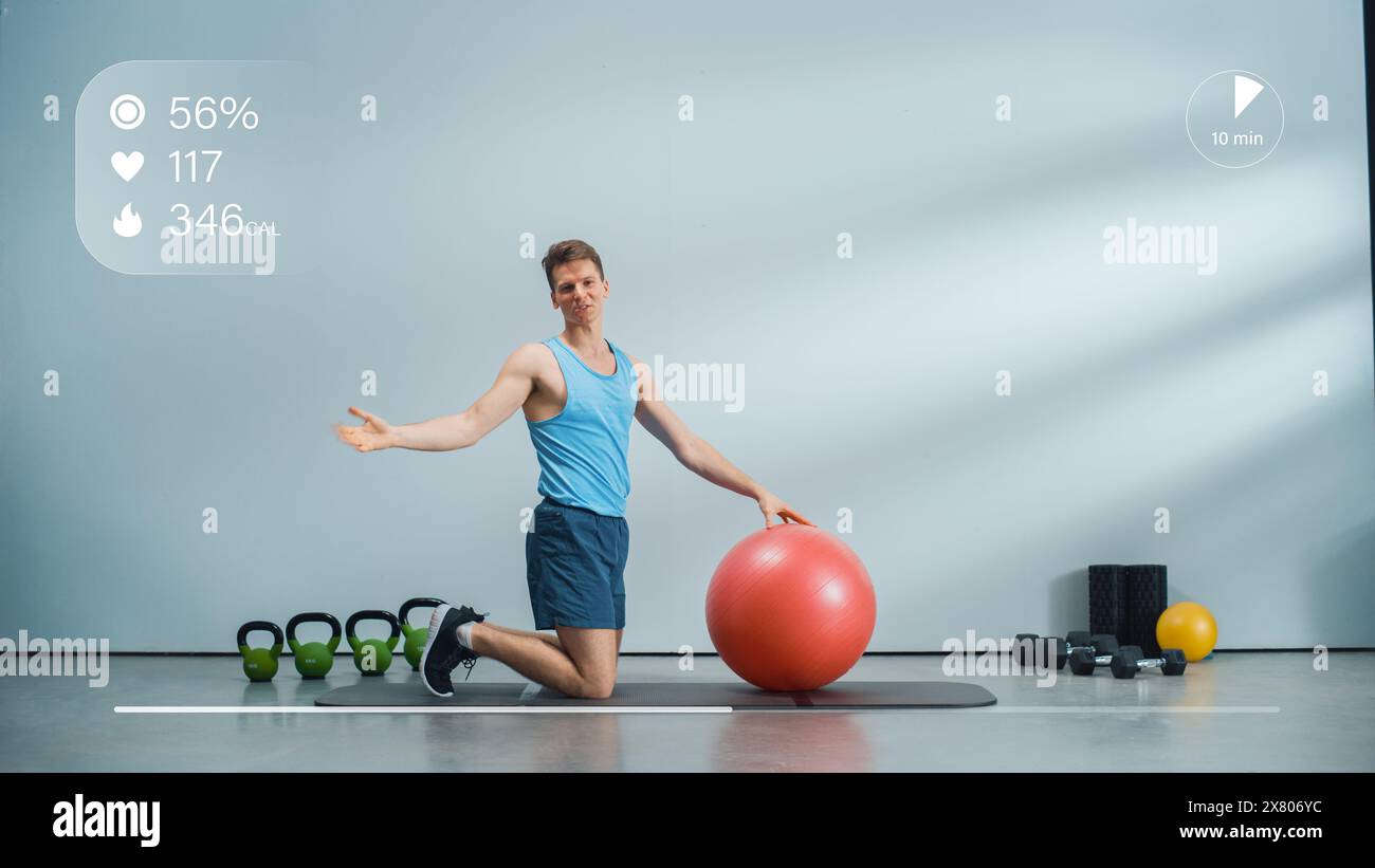 Fitness Course Video Tutorial with Young Athletic Personal Trainer ...