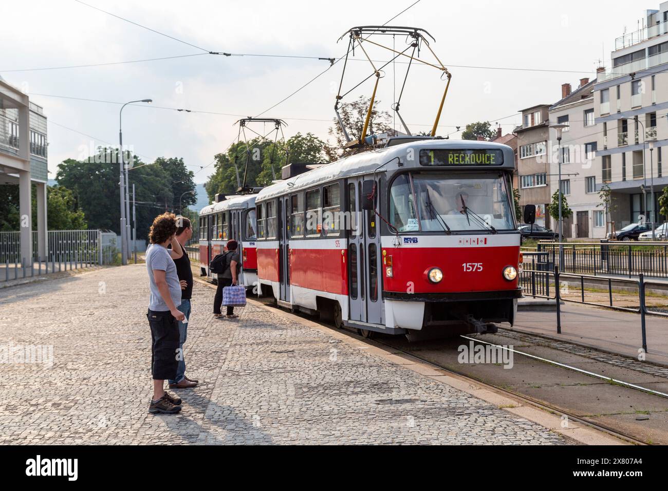 Tram with pantechnicon, public transport, Brno, Czech Republic Stock ...