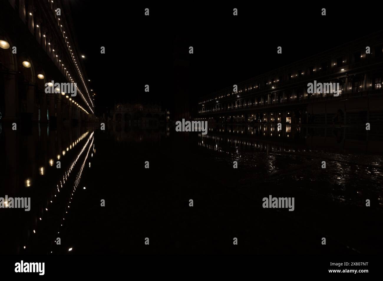 Venice, Italy - March 17, 2024: night view if Piazza San Marco, sea ...