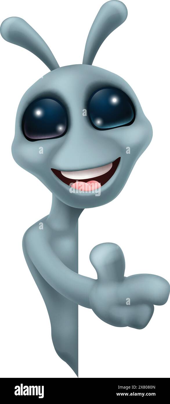 Alien Grey Gray Fun Cartoon Character Stock Vector Image & Art - Alamy