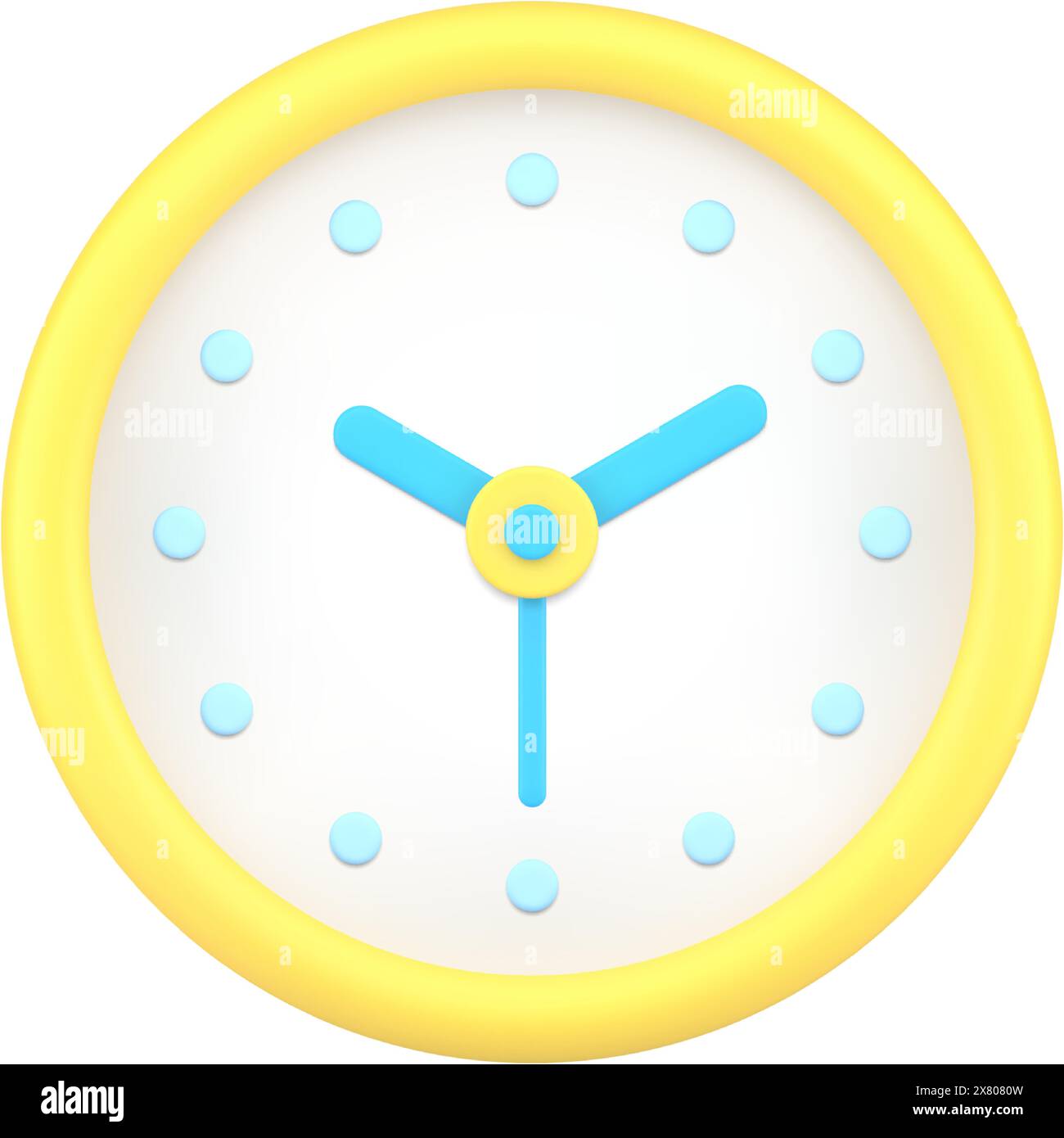 Yellow circle clock 3d icon vector illustration. Rounded analog watch ...