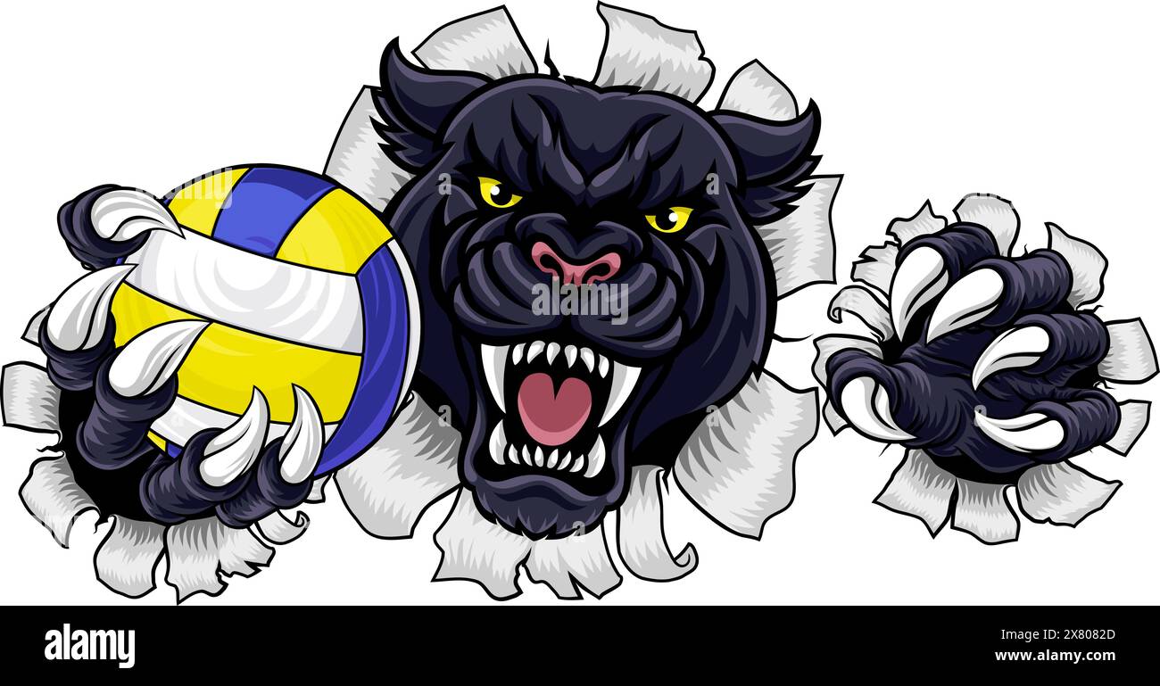 Panther Jaguar Leopard Volleyball Ball Claw Mascot Stock Vector Image ...