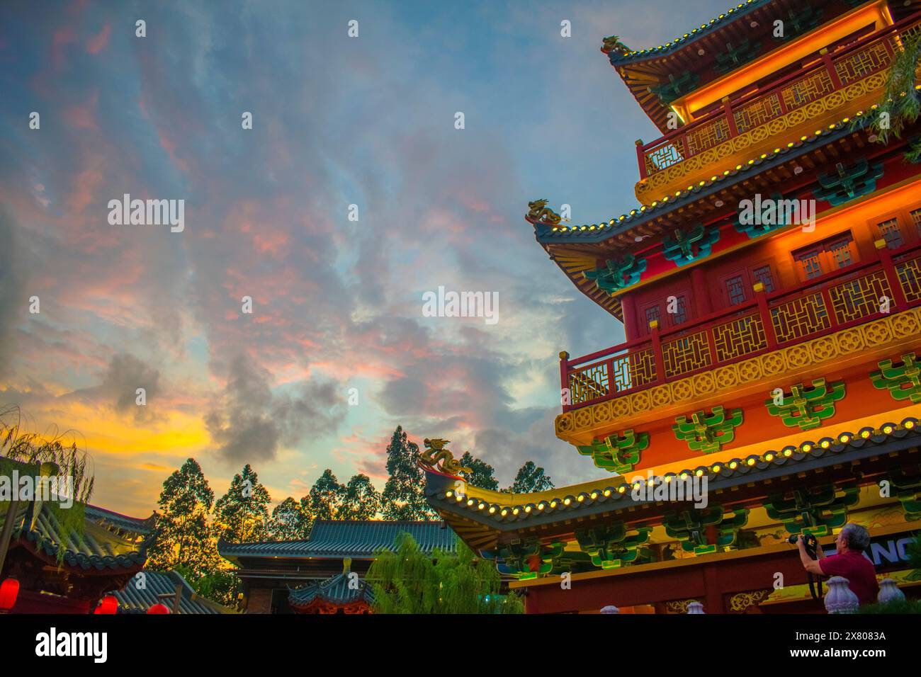 The beauty of sunsets around Old Shanghai. It is present as an Iconic ...