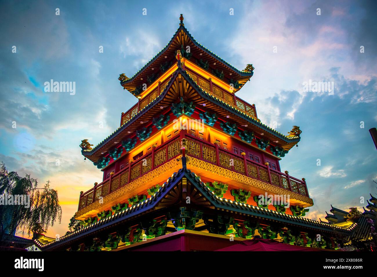 The beauty of sunsets around Old Shanghai. It is present as an Iconic ...