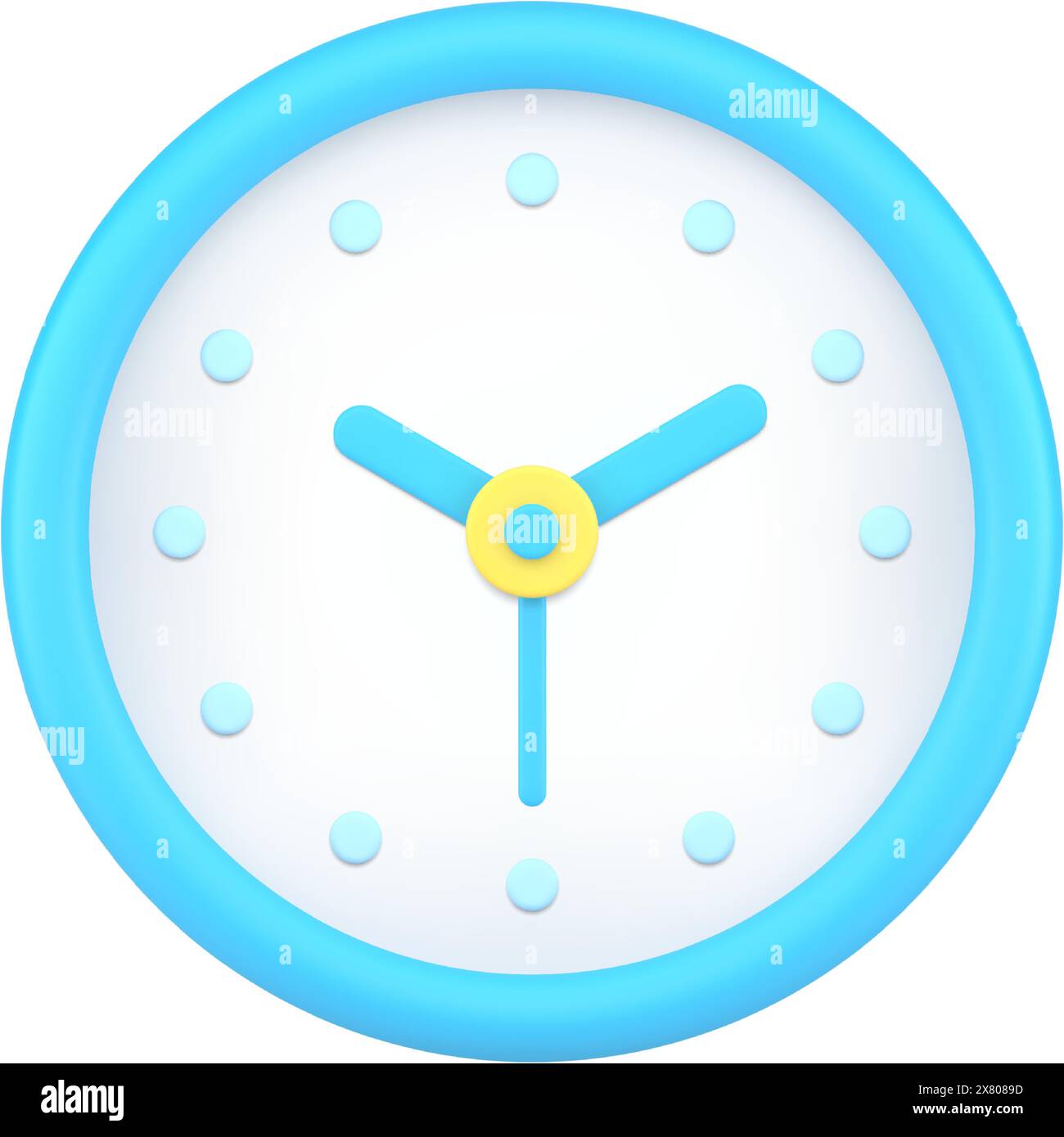 Blue circle wall watch 3d icon vector illustration. Rounded analog ...