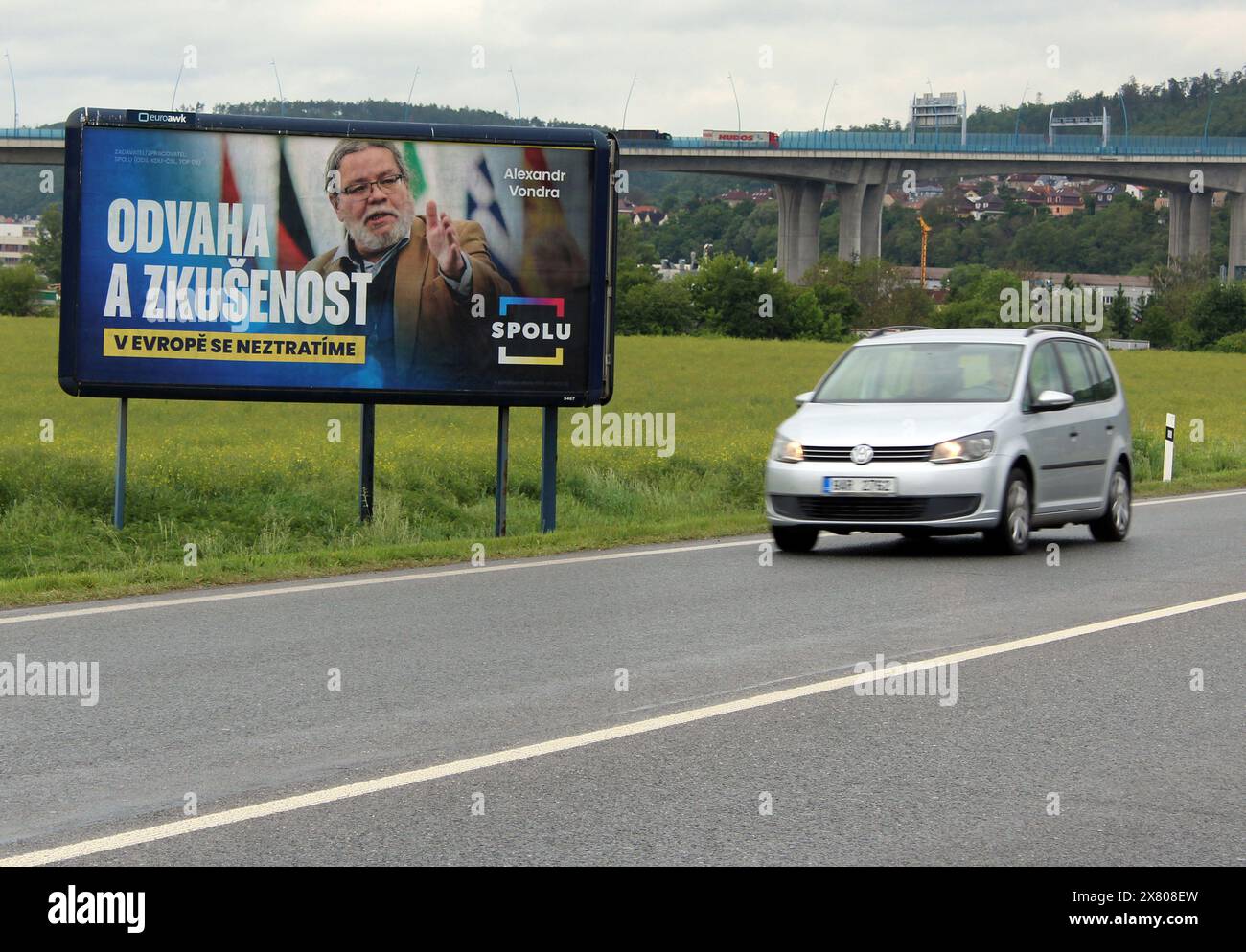 The Together (Spolu) coalition's billboard "COURAGE AND EXPIRIENCE, WE ...