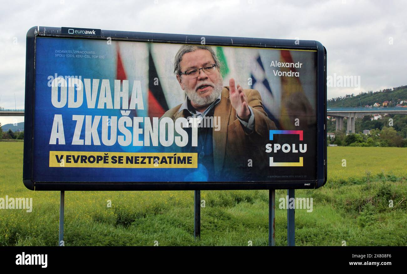 The Together (Spolu) coalition's billboard "COURAGE AND EXPIRIENCE, WE ...