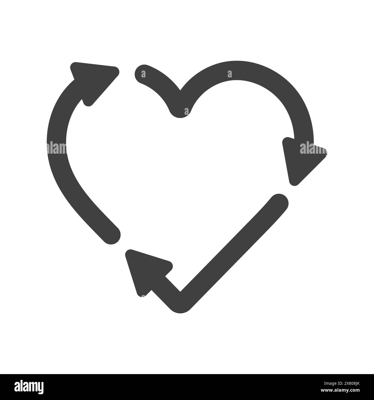 Heart shaped recycling icon on transparent background Stock Vector ...