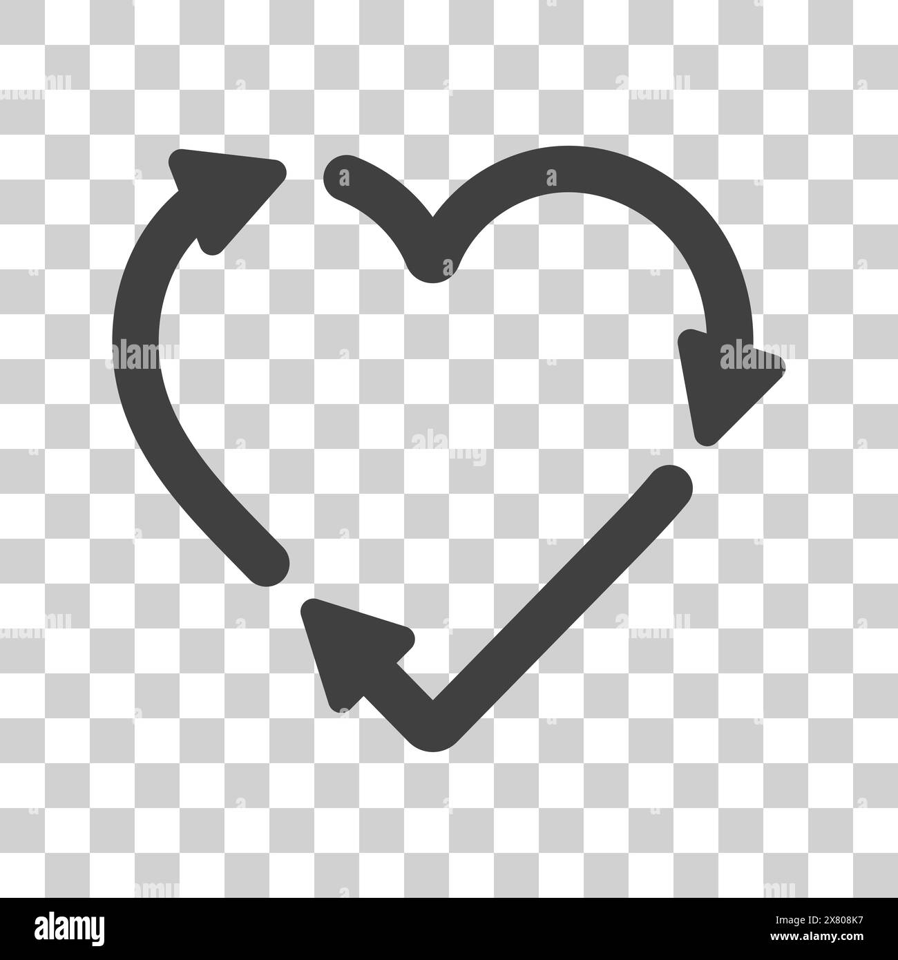 Heart shaped recycling icon on transparent background Stock Vector ...