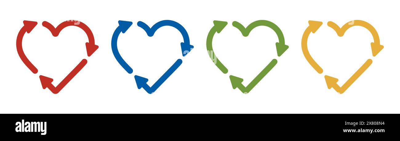 Heart shaped recycling icon on transparent background Stock Vector ...