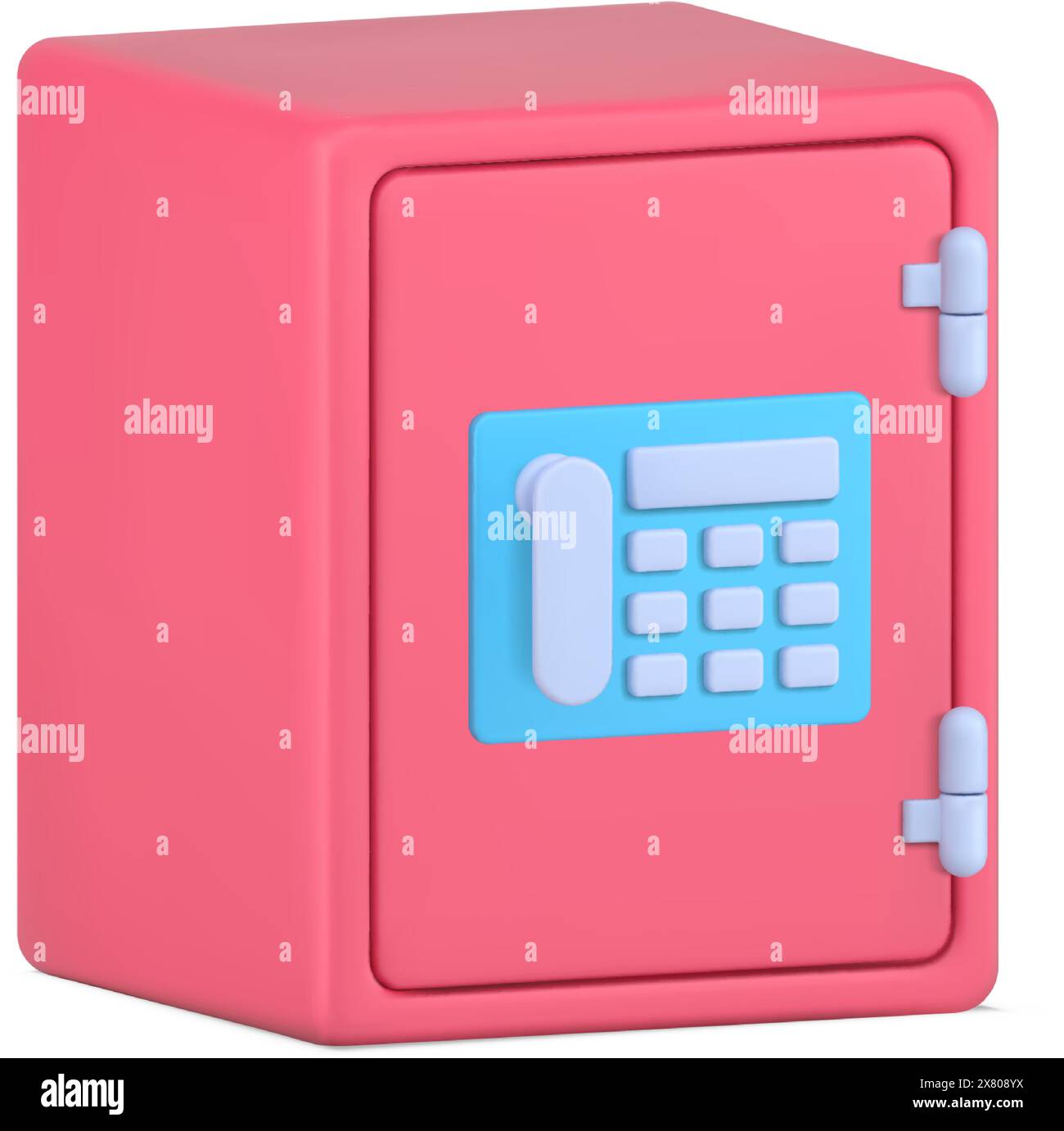 3d pink bank safe. Metal storage with combination lock and electronic ...